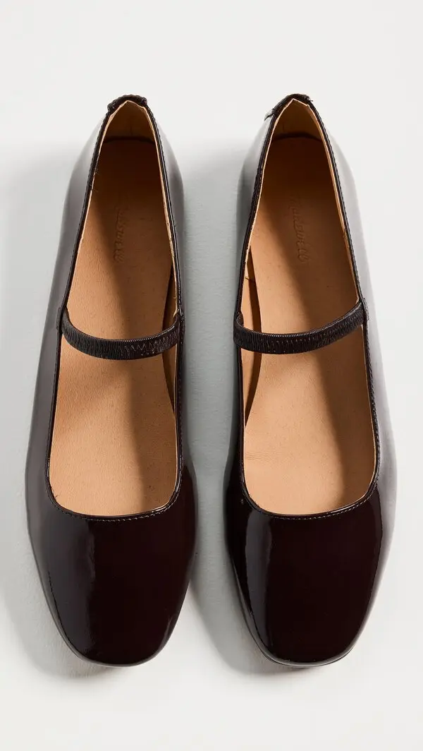 Madewell Greta Patent Mary Jane Ballet Flats In Dark Plum - 30